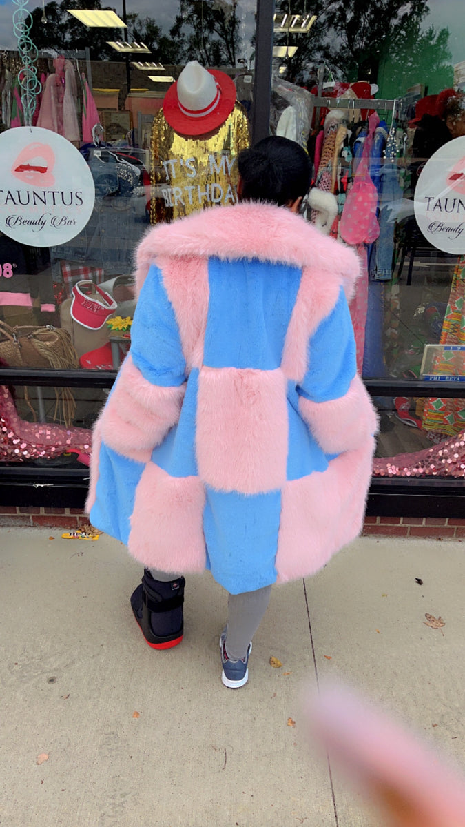Pink and Powder Blue Fur Faux Coat – Tauntus Inc. Greek Store